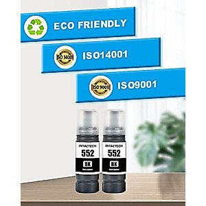Intactech T552 Refill Ink Replacement for Epson 552 T552 Work for EcoTank Photo ET-8550 ET-8500 Supertank Printer (2-Pack BK 70ML *2)