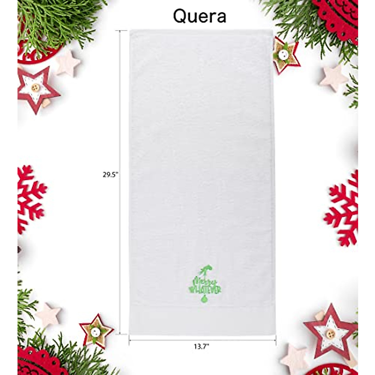Quera 2 Pack Merry Whatever Christmas Hand Towels 100% Cotton Funny Embroidered Premium Luxury Decor Bathroom Decorative Dish Towels Set for Drying Cleaning Holiday Towels Gift Set 13.7'' x 29.5''