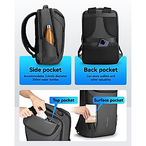 Muzee Business Backpack for Men,Waterproof and Travel Laptop Backpack with USB Charging, Fits 17 Inch Laptop and Tech Gear