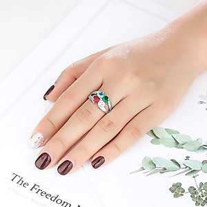 GLAMCARAT Personalized Sterling Silver Mothers Rings with 4 Birthstones Engraved Mom gift Anniversary Promise Rings fine jewelry for Women (sterling-silver)