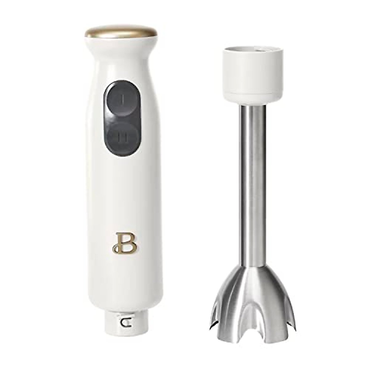 Beautiful Immersion Blender with 500ml Chopper and 700ml Measuring Cup, by Drew Barrymore (White Icing)