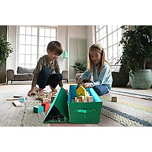EMBRACE PLAY Toy storage box with car rug play mat - Toy box for boys and girls - 2 in 1 collapsible toy car storage- toyboxes for children - toy boxes for kids (Green)