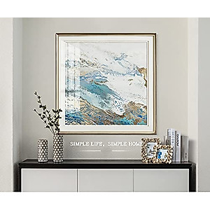 Gold and Blue Abstract Wall Art For Living Room- Framed Modern Print Glass Wall Decor For Office- 4 Piece Artwork for Bedroom Bathroom Home Decoration Ready to Hang 20x20 inches x4