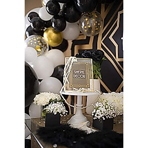 100pc EASY DIY – Black White Gold Balloon Garland Kit & Arch – Small and Large Black White and Gold Balloons with Confetti – Black and Gold Party Decorations for Graduations, New Years, Birthday