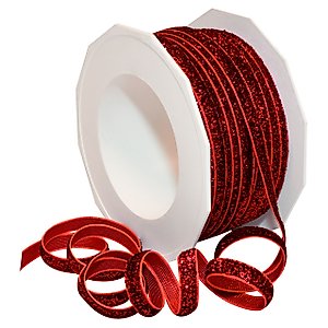 Morex Ribbon 98701/25-609 Metallic Velvet Glitter Ribbon, 1/4-Inch by 25-Yard, Ruby