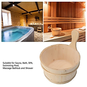 BestAlice Sauna Bucket and Ladle Set, 1 Gallon (4L) Handmade Wooden Sauna Bucket with Plastic Liner and Handle, Hot Tub Barrel Sauna Accessories for SPA Swimming Pool Massage Bathtub