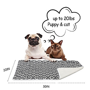 LUCKITTY Waterproof Dog& Cat Blankets,Suit UP to 20 LBS Small Pets,Paw Print Washable Puppy Blanket for Couch,Car,Bed Protection,Reversible Fluffy Sherpa Fleece Plush Pet Throws,22Wx30L,Grey