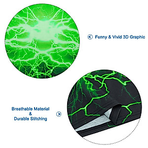 Funnycokid Boys Shirts Neon Green Size 10-12 Kids T-Shirts Girls Lightning Clothes Tops Tees Graphic Short Sleeve Birthday Cool 9-12 Years Youth