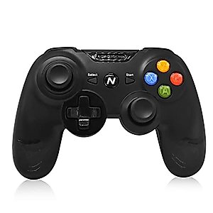 Wireless Gaming Controller, Dual-Vibration Joystick Gamepad Game Controller for PS3, PC, Android, Laptop Computer, Switch (with Phone Holder) (Black)
