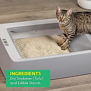 O.R.I./Graystone Natural Granular Tofu Cat Litter for Automatic Self-Cleaning Litter Box Robots | Dust Free Fast Clumping Multi-Cat Flushable Lightweight | 4.5lb Refill Bag (Unscented 36lb 8 Pack)