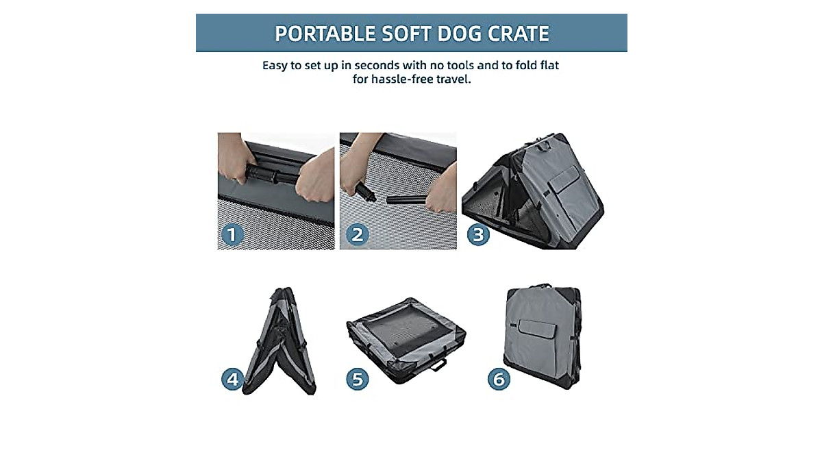 Pettycare 36 Inch Collapsible Soft Dog Crate for Large Dogs