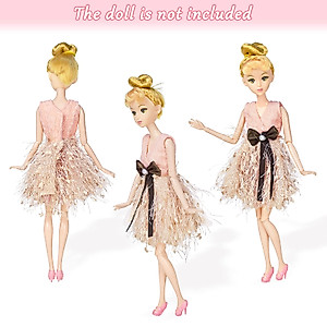 YTSQLER Doll Dresses Clothes,25Pcs Doll Clothing Set 10 Fashion Doll Dresses 10 Pairs Doll Shoes 4 Glasses and 1 Well-Made Pearl Necklace Doll Clothes and Accessories for 11.5 inch Girl Dolls