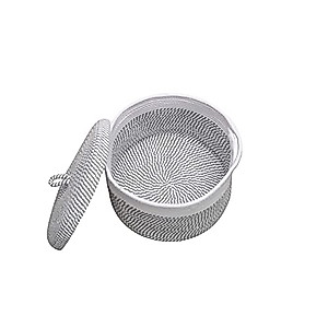 S Size Grey Cotton Rope Basket with Lid Mini Woven Basket Cute Toy Storage Basket Towel Storage Little Organizer Woven Basket Living Room Nursery Storage Basket Small Grey Woven Basket for Storage