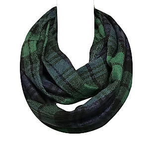 Bowbear Soft Touch Winter Warm Tartan Infinity Scarf, Blue and Green