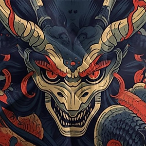 LENTLY Japanese Demon 3D Print Bedding Set for Childrens and Adults Duvet Cover Soft Microfiber Demon Illustration Comforter Cover with Pillowcase 3 Pcs Quilt Cover Twin（173x218cm）