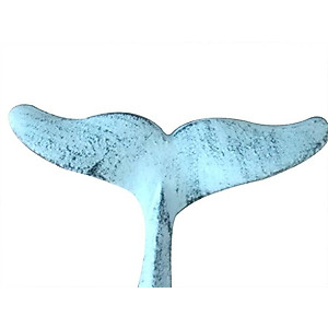 Rustic Dark Blue Whitewashed Cast Iron Decorative Whale Hook 5" - Decorative Wa