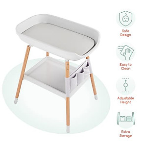 Children of Design Deluxe Diaper Changing Table - Portable Baby Changing Station & Organizer, Nursery Furnitue Tables with Storage Shelf and Changing Pad Included