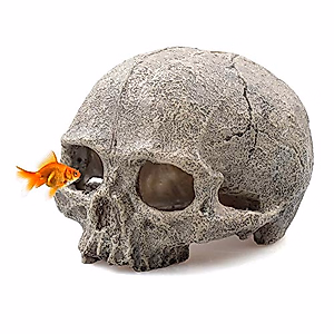 Tfwadmx Aquarium Skull Decor, Resin Fish Tank Decorations Cave Betta Fish Hiedout Reptile House for Small Fish,Shrimp