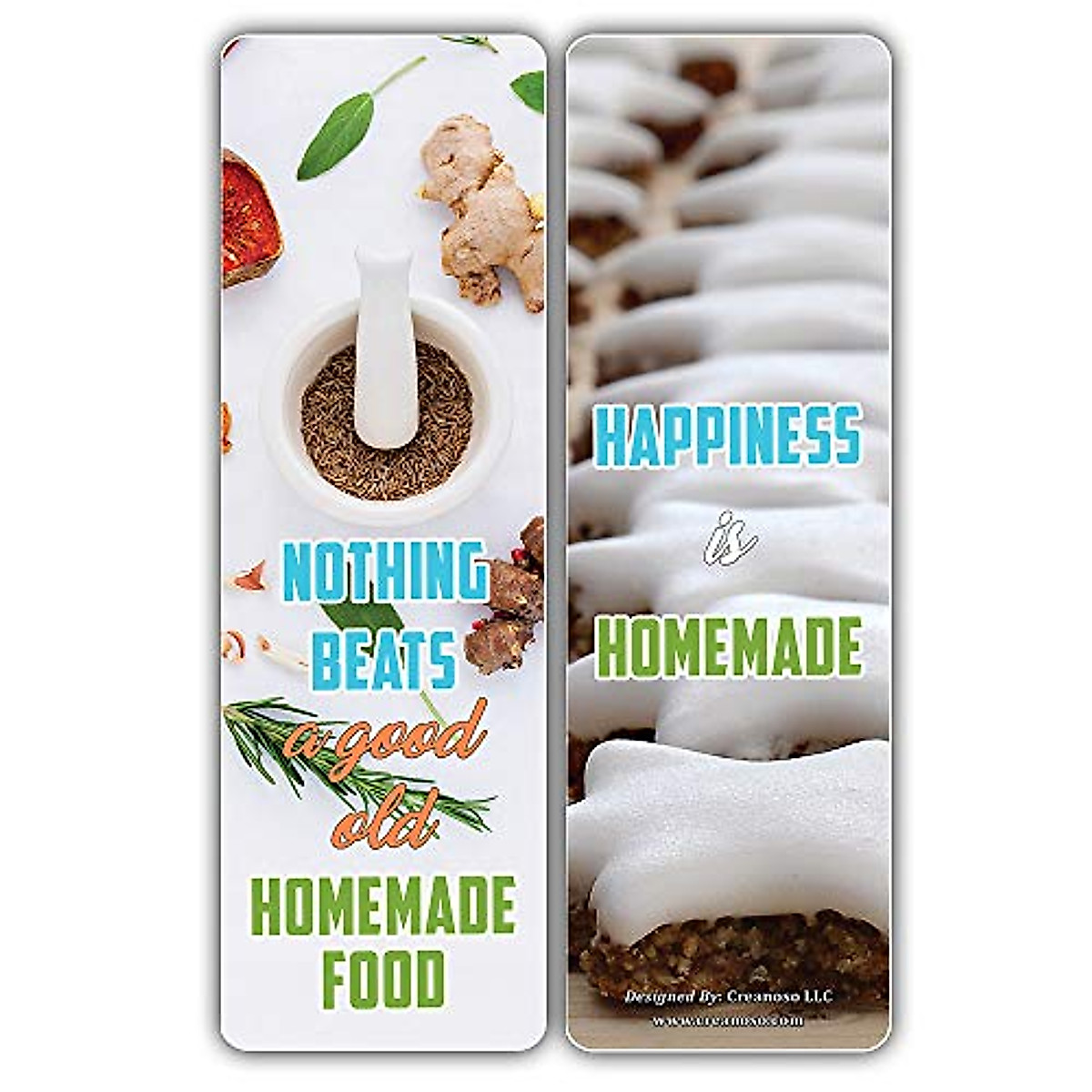 Creanoso Inspiring Sayings Food Lovers Series 2 Bookmarks (12-Pack) – Premium Gift Set – Awesome Bookmarks for Chefs, Cooks, Adult Men & Women – Six Bulk Assorted Bookmarks Designs