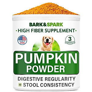BARK&SPARK Pumpkin for Dogs - Apple, Pumpkin Seeds and Pumpkin Fruit - Fiber Supplement and Stool Softener - Diarrhea, Constipation, Upset Stomach, Food Sensitivity - Improve Digestion - 6oz Flavored