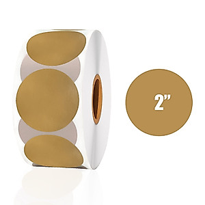 2" Round Thermal Sticker Labels Self-Adhesive Circle Direct Thermal Printer Papers Multi-Purpose Roll Thermal Stickers for DIY Logo Design QR Code Name Tag Inventory Small Business Buff