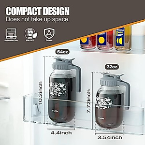 Slow Slog Cold Brew Coffee Maker, 64oz Cold Brew Mason Jar Pitcher with Lid, Iced Coffee Maker with Stainless Steel Filter for Iced Tea, Sun Tea, Lemonade, Leak Proof