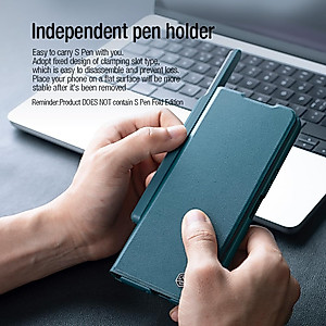 FHZXHY Case for Samsung Galaxy Z Fold 5 with Slide Cover Camera Protection Removable S Pen Case Leather Flip Protective Case Cover for Galaxy z fold 5(2023)-Brown