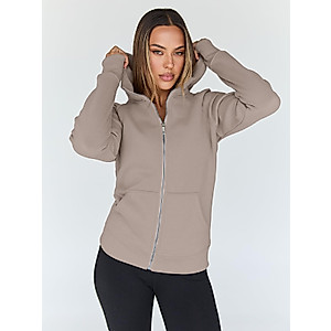 Trendy Queen Womens Zip Up Hoodies Fleece Jackets Oversized Sweatshirts Fall Fashion Outfits Sweaters Winter Clothes Khaki S