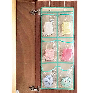 NIMES Over The Door Shoe Organizer Hanging Narrow Closet Door Storage 6 Large Clear Pockets Chart 2 Pack (BEIGE)