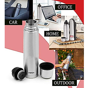 Milton Thermosteel Flip Lid Flask 500, Double Walled Vacuum Insulated 500 ml | 17 oz | 24 Hours Hot and Cold Water Bottle with Cover, 18/8 Stainless Steel, BPA Free, Food Grade, Leak-Proof | Silver