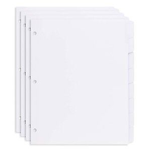 Amazon Basics 8-Tab Binder Divider, White Label Dividers with Easy Peel, 4-Pack