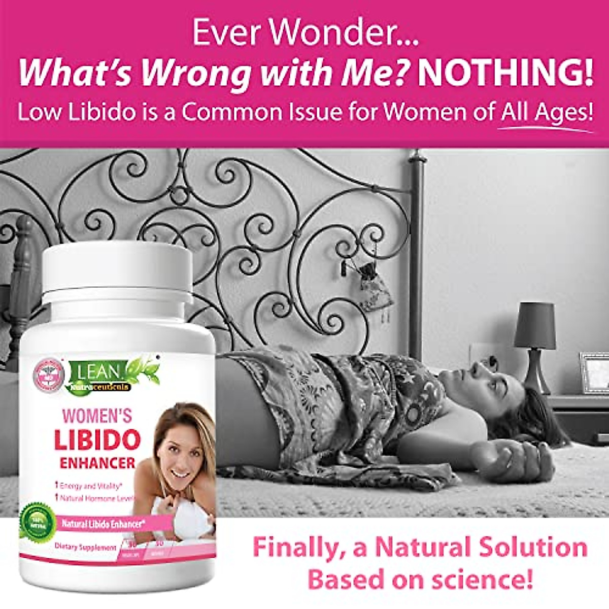 Libido Booster for Women - Natural Female Performance Enhancer, Energy Pills, Hormone Harmony Balance Mood Support Menopause Supplement, Reduce Dryness, Horny Goat Weed, Maca Root, Dhea, 30 Capsules