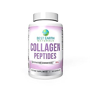 Collagen Peptides Complex Type I, III For Healthy Hair, Skin, Nails, Joints - Hydrolyzed Collagen Capsules Supplement - 30 Day Supply