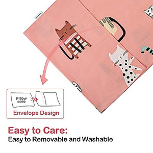 Sivio Toddler Pillowcases Ultra Soft 100% Cotton Bedding Pillow Case Cover for Child,Pink Cat 14"x19" for 13"x18",12"x16" Pillow