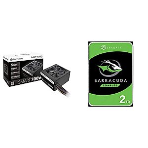 Thermaltake Smart 700W 80+ White Certified PSU Power Supply & Seagate Barracuda 2TB Internal Hard Drive HDD – 3.5 Inch SATA 6Gb/s 7200 RPM 256MB Cache 3.5-Inch – Frustration Free Packaging