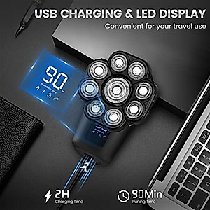 9D Electric Head Shaver for Bald Men, Upgrade 6-in-1 Floating Head Shaver for Mens, Grooming Kit