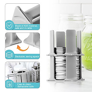AIEVE Mason Jar Lid Organizer, 4 Pack Canning Lid Storage Rack for Storing Wide & Regular Mouth Lids and Rings