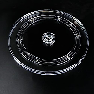 Geesatis 2 Pcs Acrylic Lazy Susan 7 inch / 175 mm Rotating Turntable Organizer Bearings Round Swivel Plate for Spice Rack Table Cake Kitchen Pantry, Clear