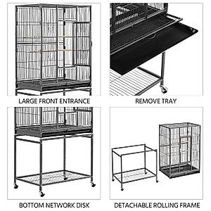 Yaheetech 54-inch Wrought Iron Standing Large Parrot Parakeet Flight Bird Cage for Small Parrot Sun Parakeet Green Cheek Conure Lovebird Budgie Finch Canary Bird Cage with Stand