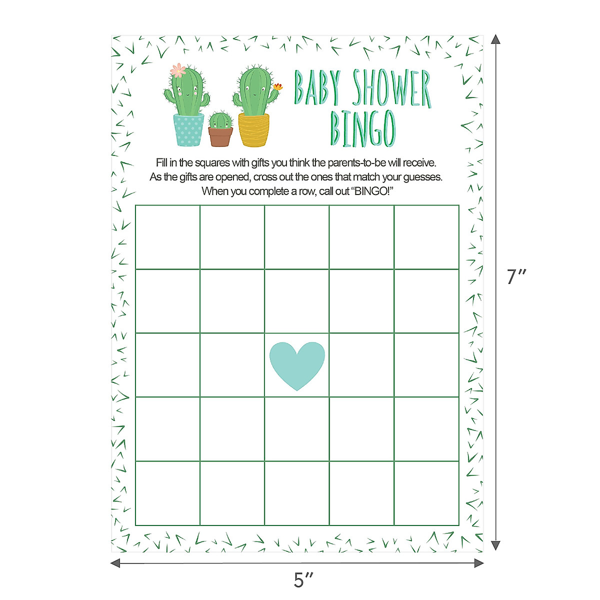 Cactus Bingo Baby Shower Game - 24 Count