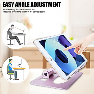 ALZHIJ Portable Tablet Holder Stand - Aluminum Alloy Desktop Stand Adjustable Angle&Height, Compatible with Tablets up to 12IN Wide, Pink