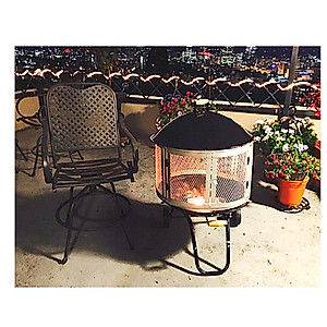 Fire Pit 27 Inches Heavy Duty Large Portable Wheels Lightweight Resistant Wood Camp Outdoor Spark Screen Burner Rustic Heater Bowl & Ebook
