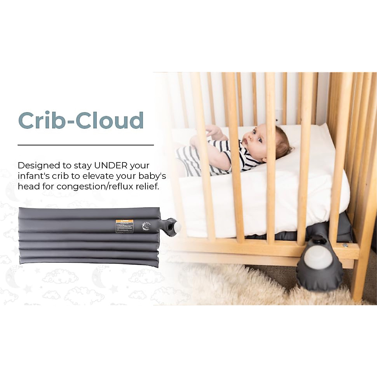 Inflatable Crib Wedge/Crib Wedge/Crib Wedge for Baby/Baby Acid Reflux/Babies with Colic/Babies with Allergies/Infant Nasal Congestion/GERD/Teething/Wedge Baby Pillow for Sleeping