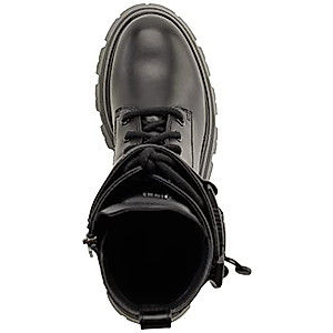 DKNY Women's Sava Lace Up Buckled Combat Boot Fashion, Black, 6