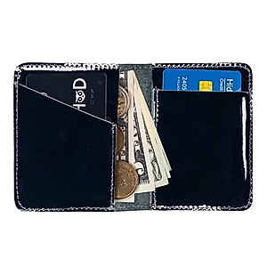 Hide & Drink, Bifold Wallet, Slim Card Holder, Minimalist Traveler Wallet, Vintage Front Pocket Wallet, Full Grain Leather, Handmade, Obsidian