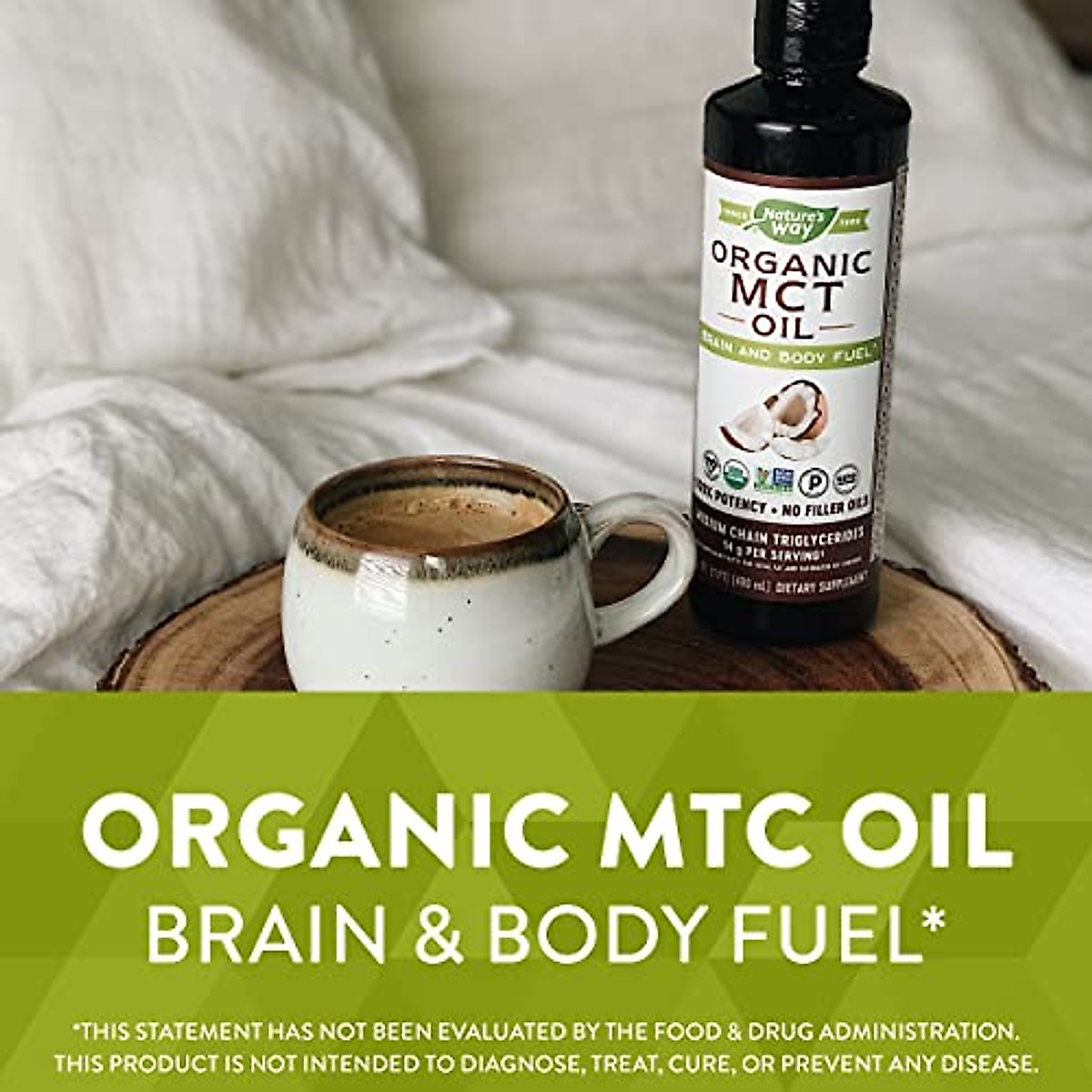 Nature's Way Organic MCT Oil From Coconut, Non-GMO, Gluten-free, 14 g MCTs per serving, 16 FL Oz