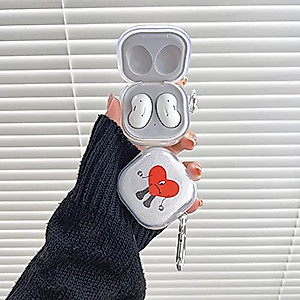 Earphone Case for Samsung Galaxy Buds Live/Buds pro/Buds 2/Buds2 pro Charging Box,Fashion Popular Cool Bad Bunny Transparent Earphone case with Hook