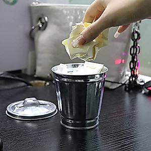 DOERDO Mini Desktop Wastebasket Galvanized Trash Can, for Kitchen Countertop, Dressing Table, Mini Flower Pot, 3.7" x 4.3"