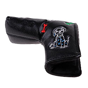 pistro PU Leather Golf Putter Head Covers Headcover Universal Fits All Brands Blade - Black Dog