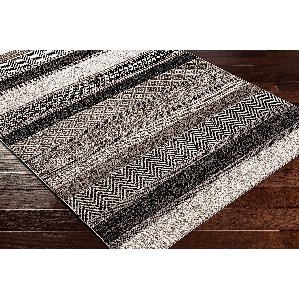 Mark&Day Washable Rugs, 8x10 Sandborn Modern Medium Gray Area Rug, Black Grey Beige Carpet for Living Room, Bedroom or Kitchen (7'10" x 10', Machine Washable)
